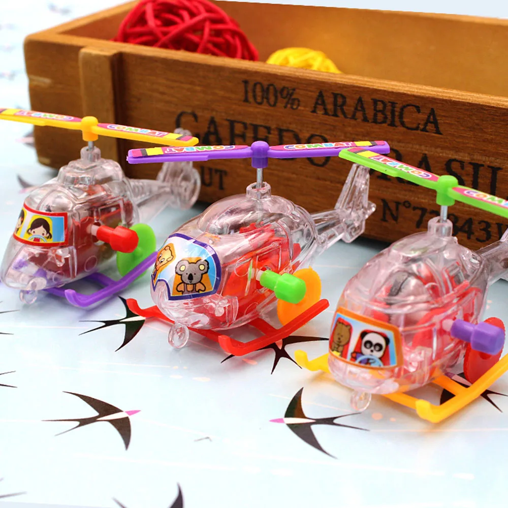 10Pcs-Cartoon-Cute-Mini-Helicopter-Wind-Up-Airplane-Aircraft-Toys-for ...