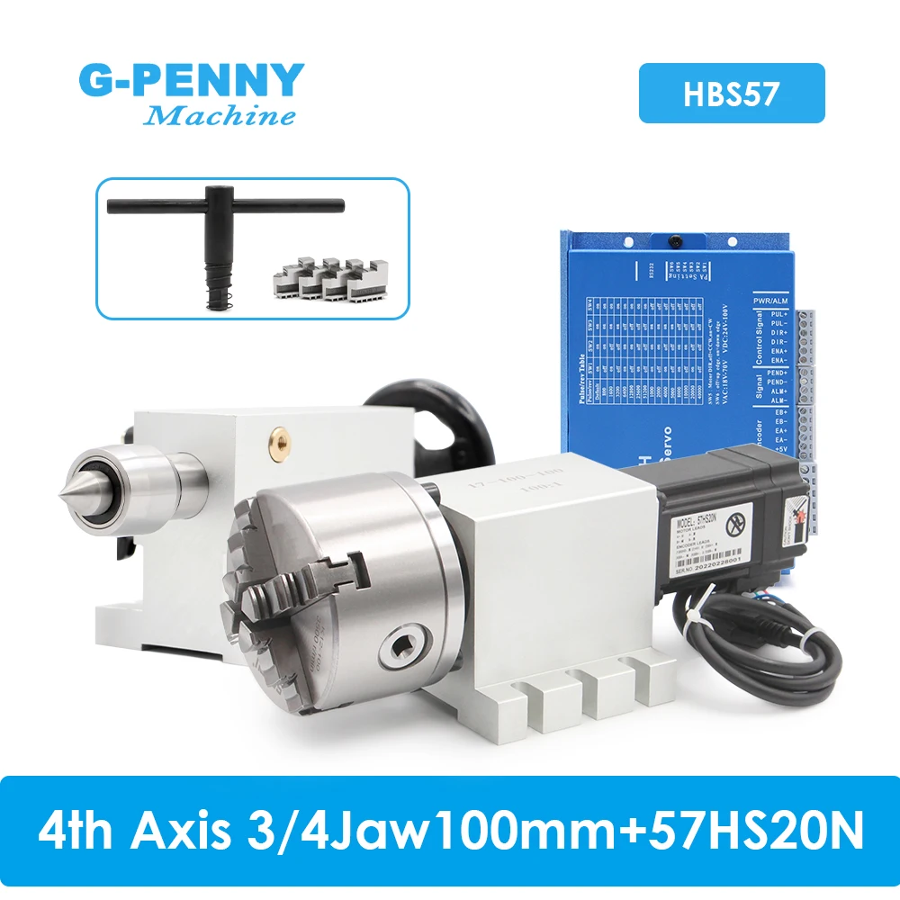 4th-Axis-3-4Jaw-100mm-CNC-Dividing-Head-Rotation-Axis-A-axis-57HS20N-2 ...