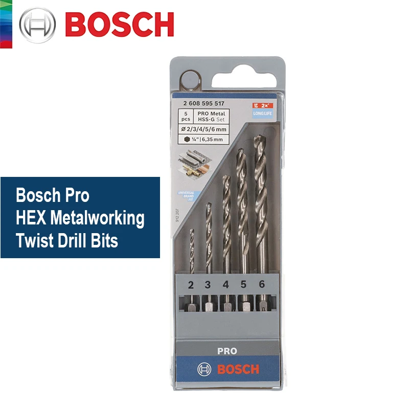 Bosch Drill Bits 5Pcs Metalworking Twist Drill Bits Pro Series Hss-G 1/ ...