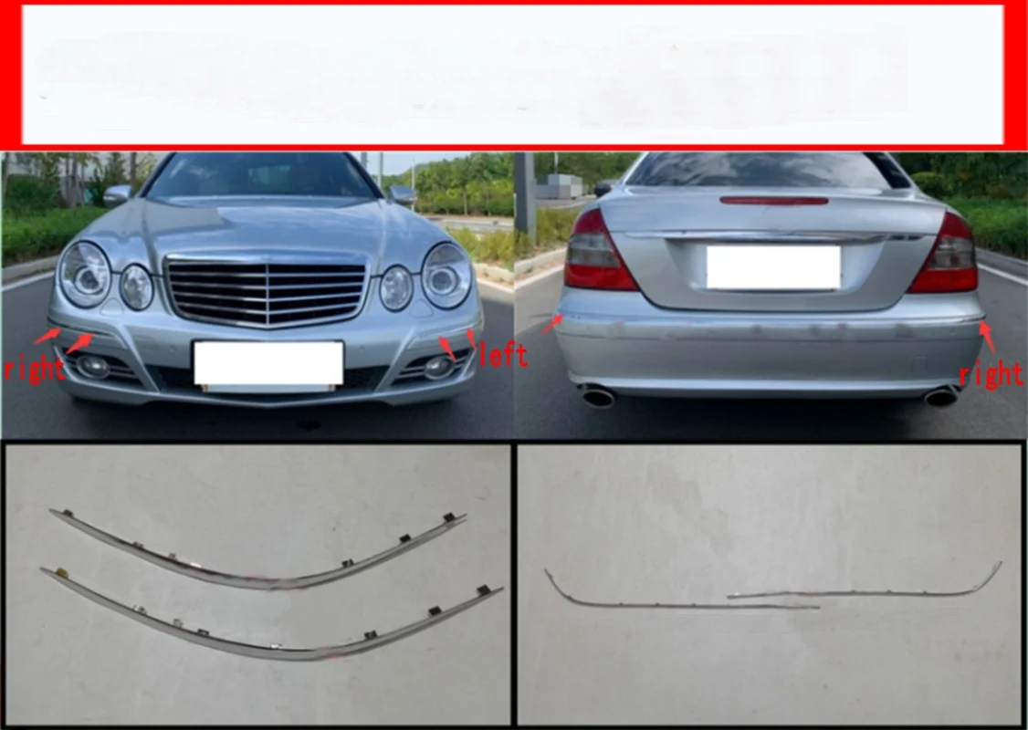 Applicable to 2007-2008 E-class W211 E200 e230 E280 e350 Front bar electroplating strip Rear bar ...