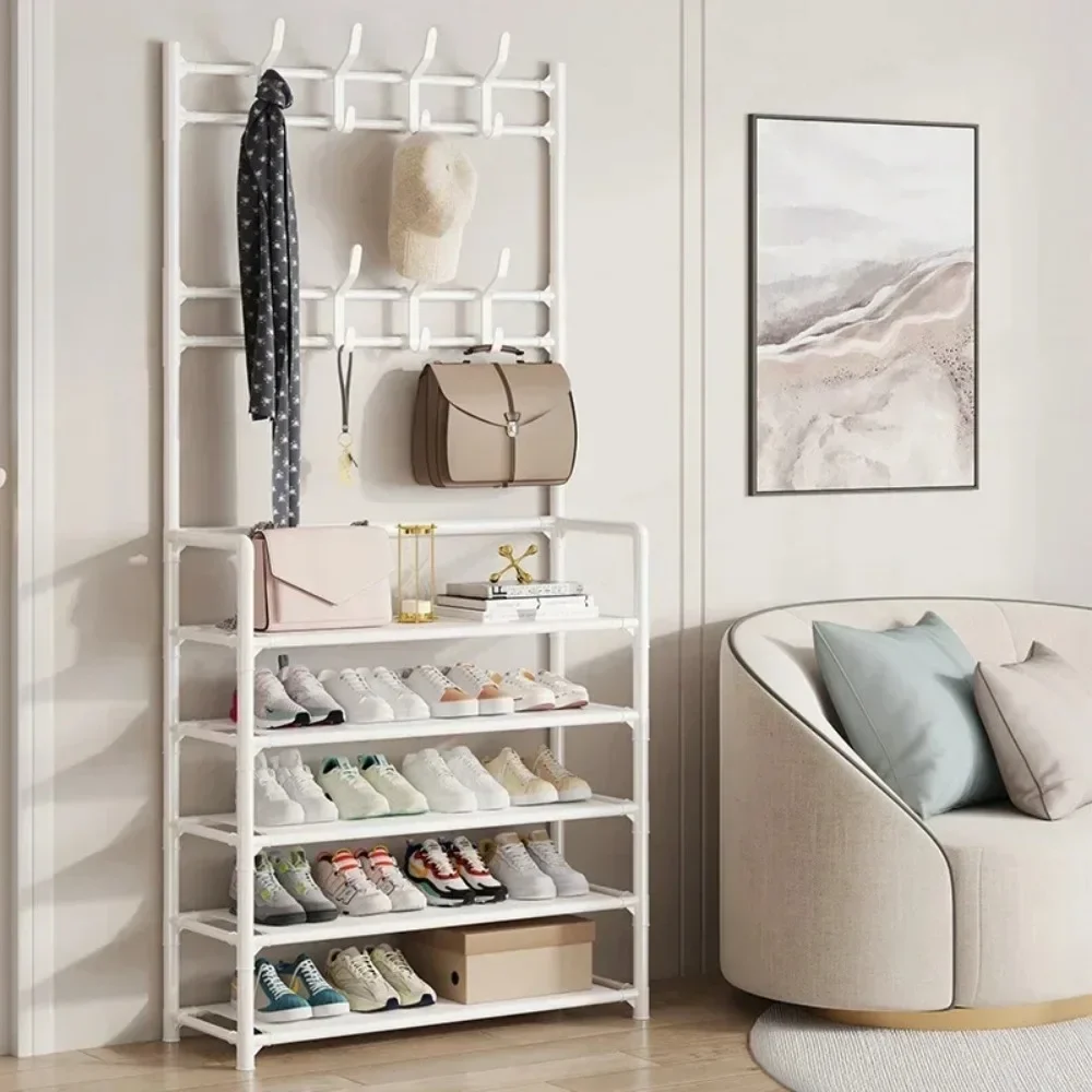 Clothes-Hanger-Multi-Layer-Shoe-Rack-Diy-Assemble-Cloth-Storage-With-Hooks-Sneakers-Organizer ...