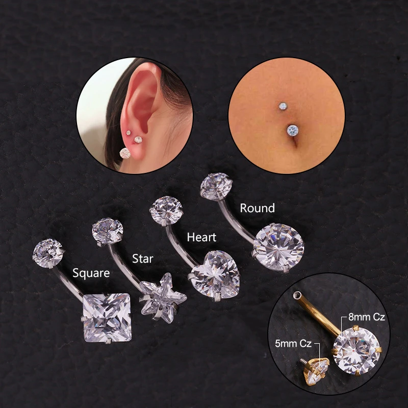 1Pc-316L-Steel-Internally-Threaded-Navel-Belly-Piercing-Button ...