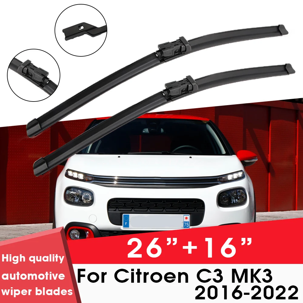 Car Wiper Blade Blades For Citroen C3 MK3 2016-2022 26"+16" Windshield ...