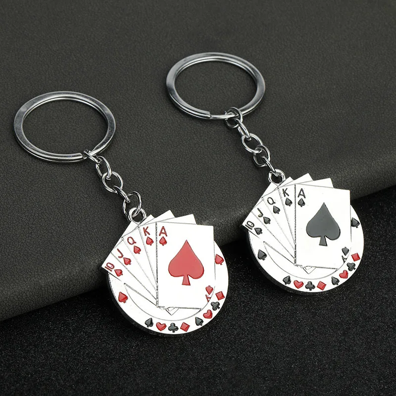 Creative Poker Enthusiast Mini Metal Cute Keychain Playing Cards ...