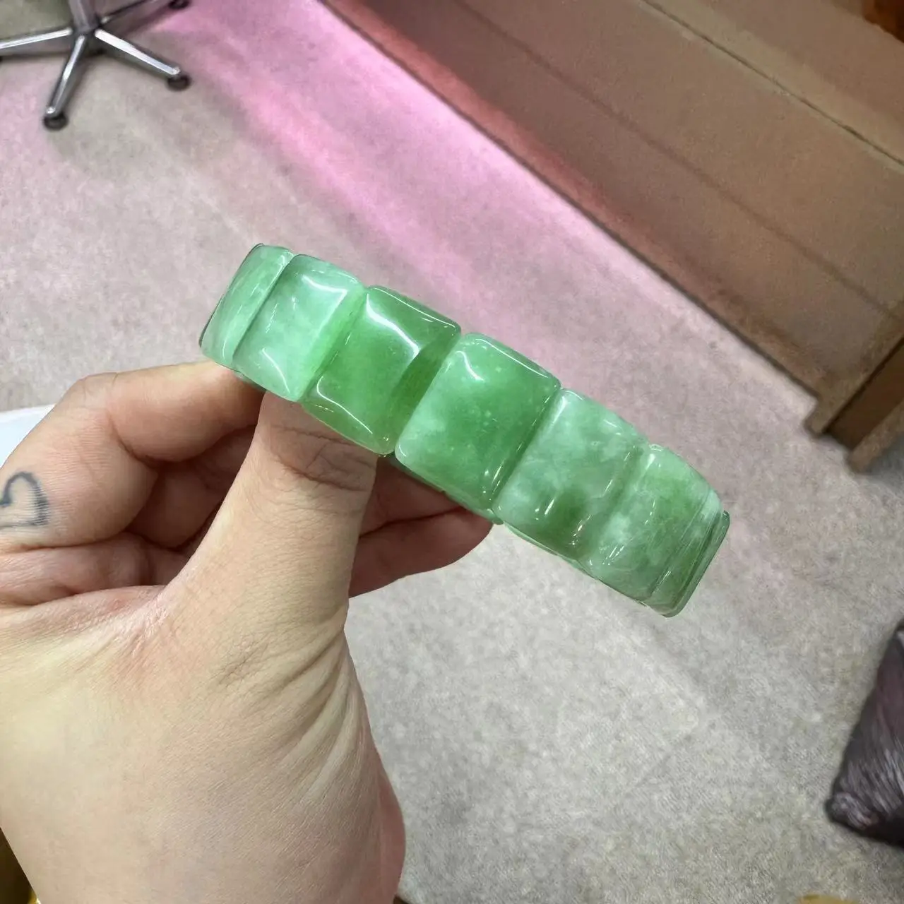 New-AAA-Grade-Green-Angelite-Stone-Beads-Bracelet-Natural-Gemtone-Charm ...