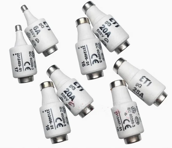 Fuses: ETI DII E27 500V 2A 4A 6A 10A 16A 20A 25A / DIII E33 500V 35A ...