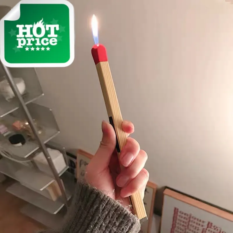 Open-Flame-Inflatable-Lighter-Creative-Match-Shape-Open-Flame-Wooden ...
