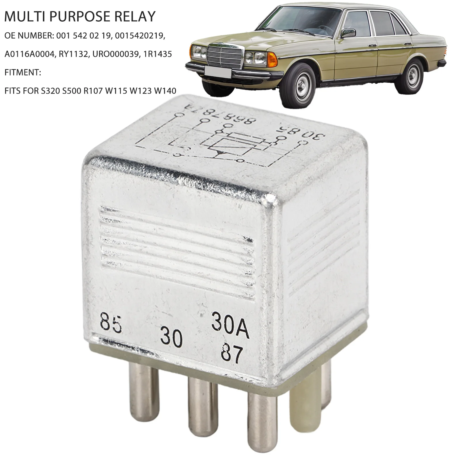 12V 5pin Multi Purpose Relay 001 542 02 19 Automotive Fuel Pump Starter ...