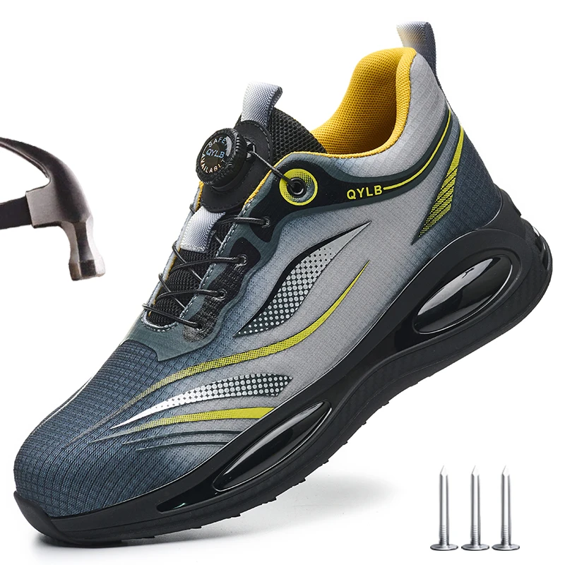 Rotating Button Work Safety Shoes Men Anti smash Anti puncture Steel ...