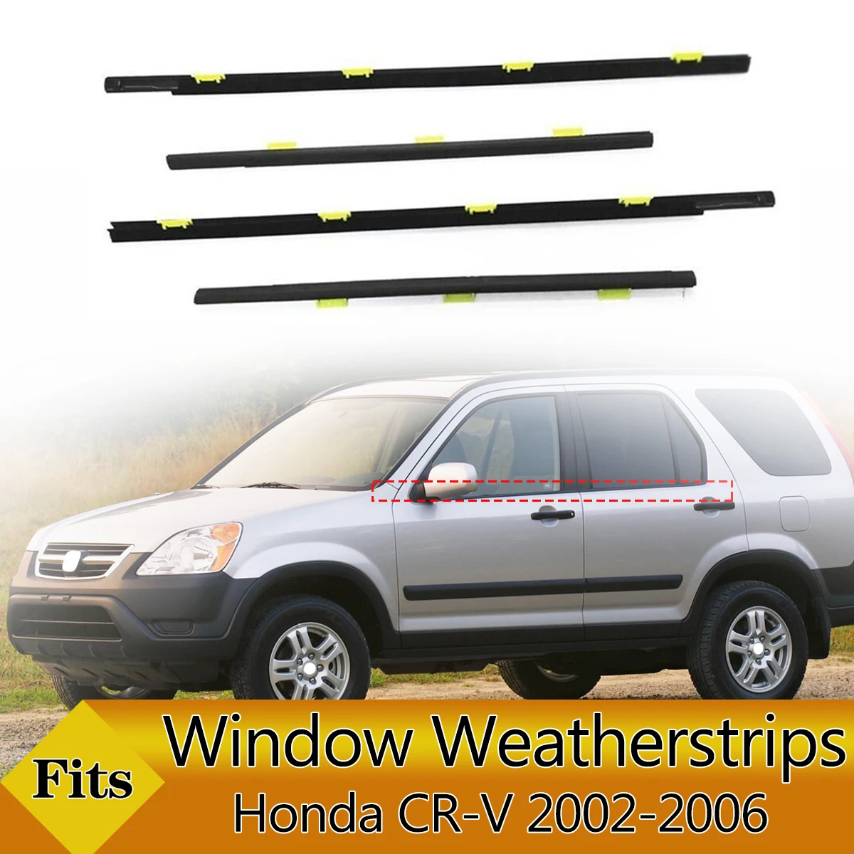 4PCS Car Outer Windows Rubber Weatherstrip Waterproof Pressure Strip ...