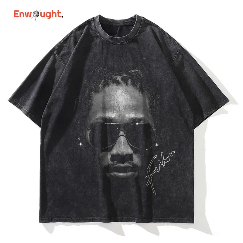 Hip-Hop-T-shirts-Rapper-Singer-Design-Oversized-Vintage-Washed-T-Shirt ...