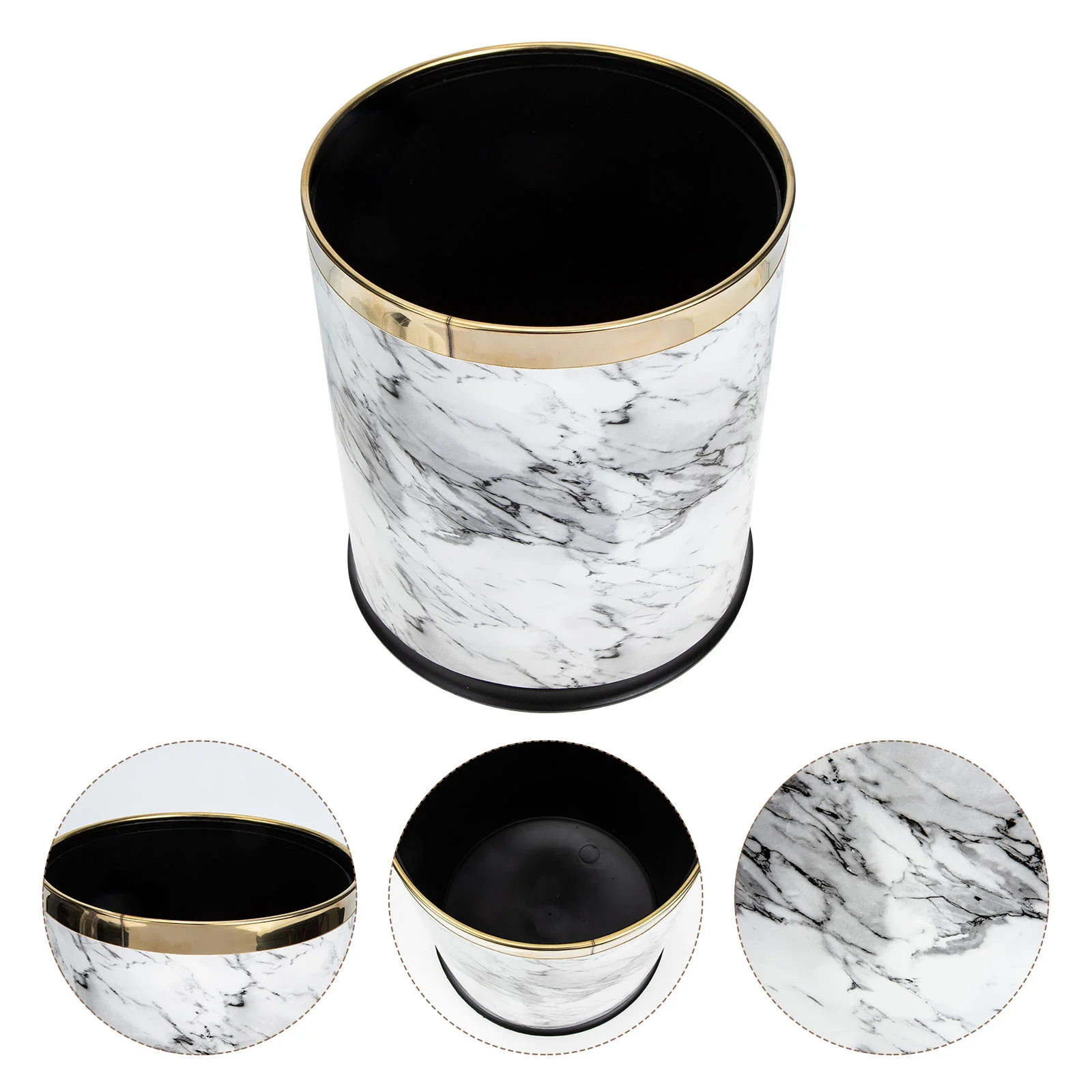 Marble Trash Can Wastebasket European Style Marbling Bin Garbage ...
