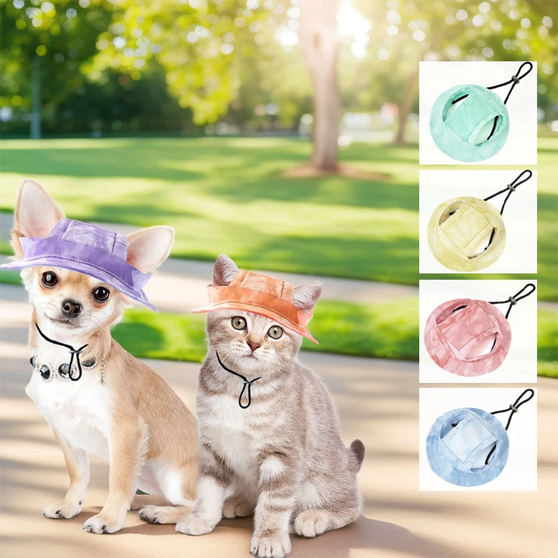 Tie-dyed-Pet-Hat-with-Ear-Holes-Dog-Puppy-Sunscreen-Baseball-for-Dogs ...