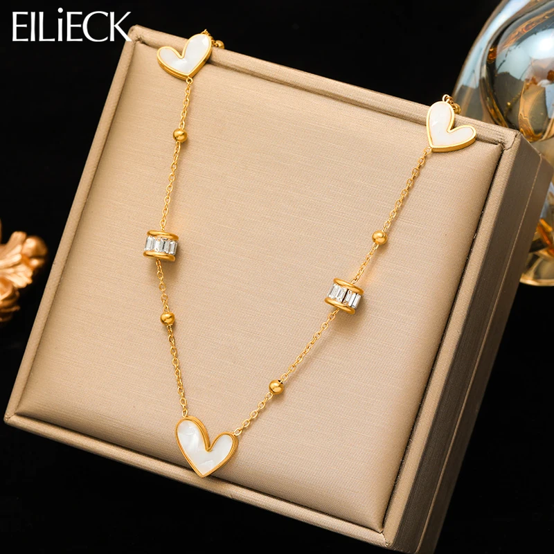 EILIECK-316L-Stainless-Steel-Zircon-Heart-Pendant-Necklace-For-Women ...