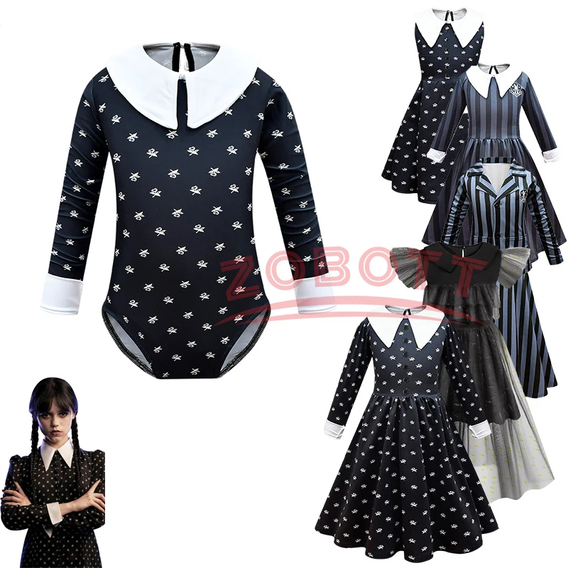 Wednesday-Addams-Costume-Girl-Cosplay-Lapel-one-piece-Long-Sleeved ...