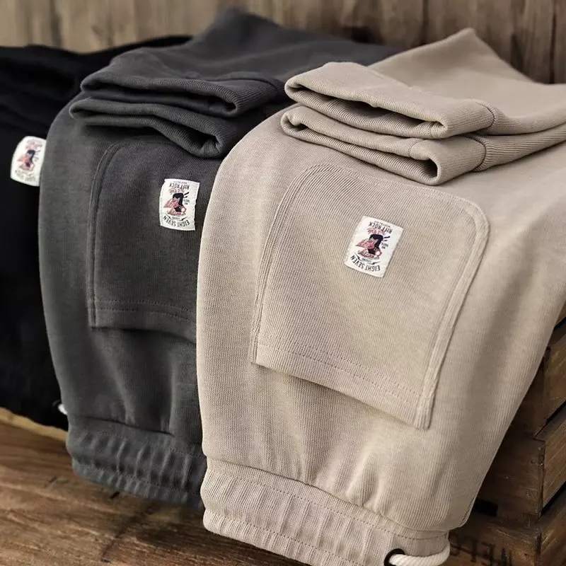 American-Sle-Heavy-Cargo-Pure-Cotton-Knitted-Pants-Casual-Solid ...