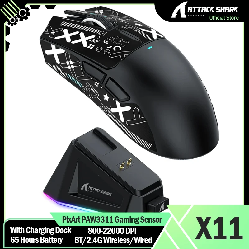 Angriffs-hai-x11-Gaming-Maus-mit-Ladestation-Anti-Rutsch-Maus-griff ...