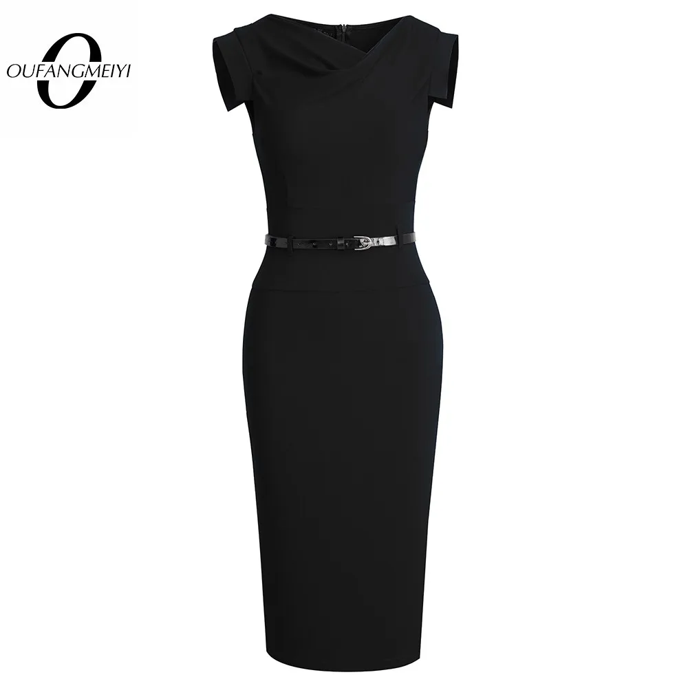 Summer-Women-Classy-Solid-Color-Dresses-Business-Office-Work-Elegant ...