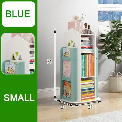 Children's Bookshelf 360° Rotating Cartoon Books Rack Floor Simple ...