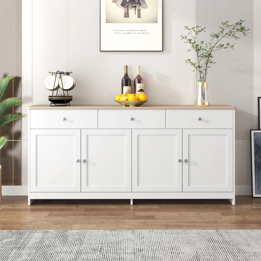 Classic-Country-style-Sideboard-with-white-wood-grain-four-doors-and ...
