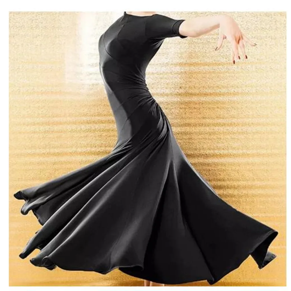 Big swing Mid-sleeve ballroom dance dress for woman waltz tango dance ...