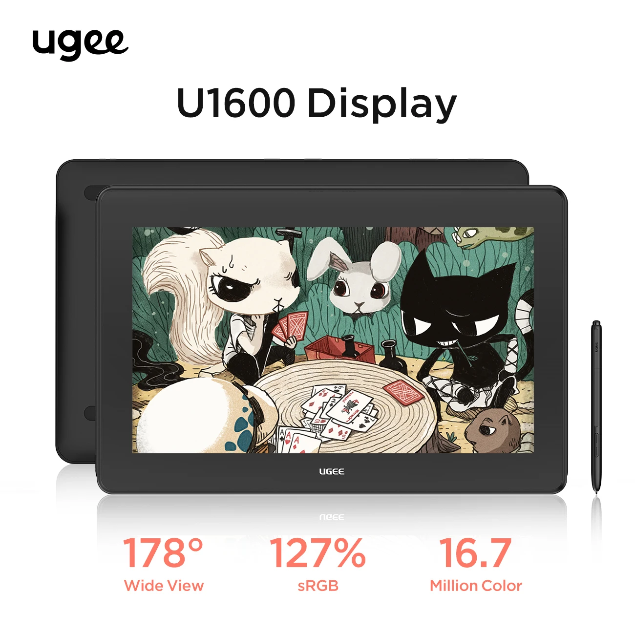 UGEE-U1600-15-4inch-Graphics-Tablet-Monitor-127-sRGB-Pen-Display ...