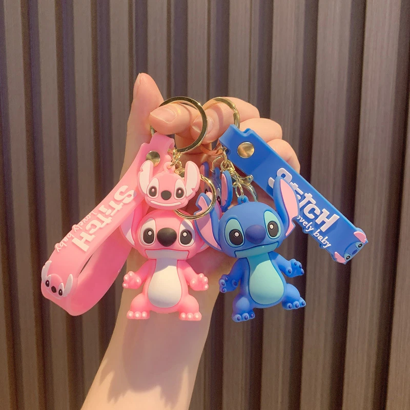 Disney Anime Stitch Dolls Keychain Cartoon Mickey Mouse Model Key Ring ...