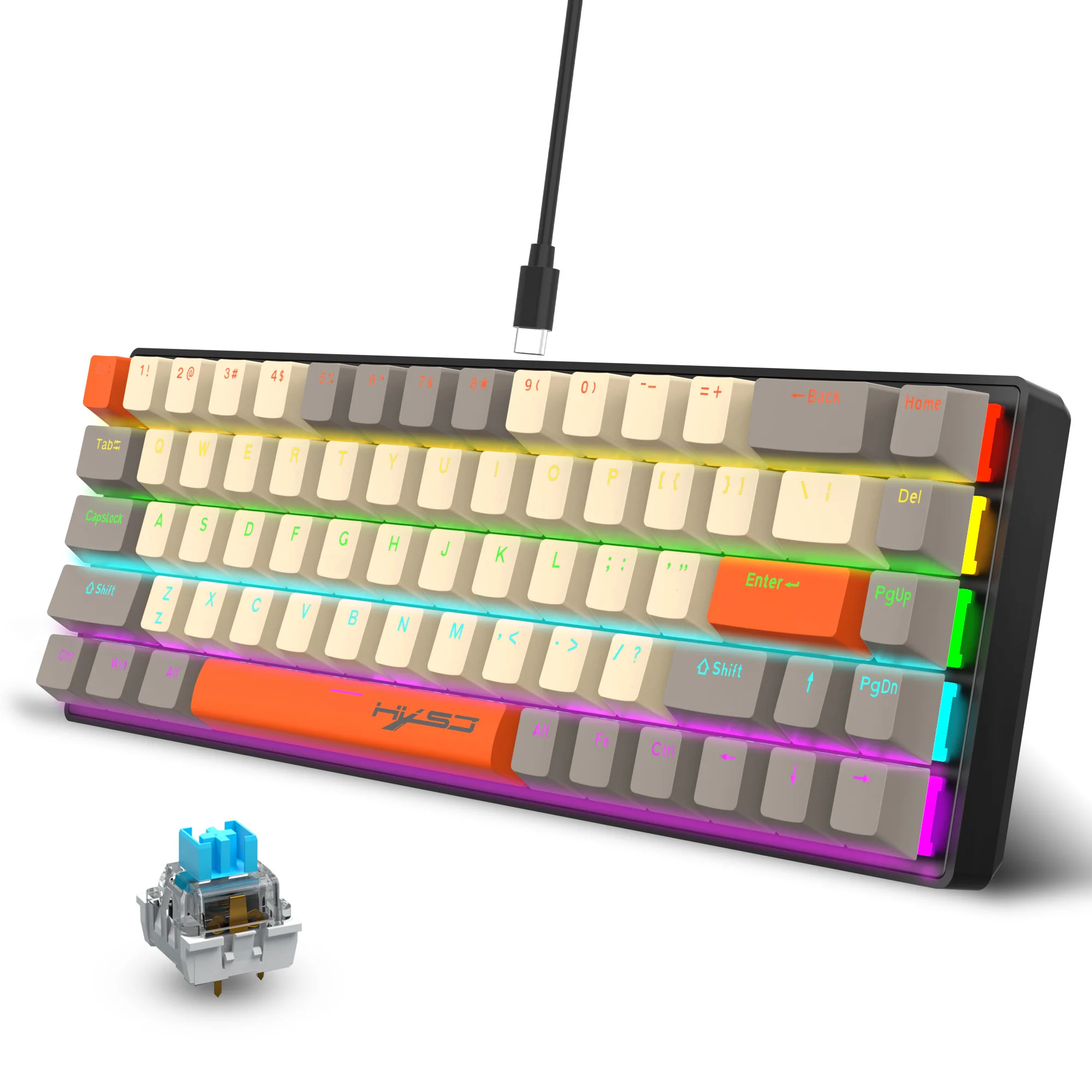 68-Keys-Wired-Mechanical-Keyboard-3-Colors-Key-Blue-Switch-19-Modes ...