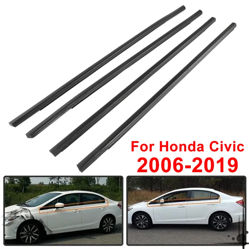 4PCS-Car-Window-Glass-Window-Seal-Moulding-Trim-for-Honda-Civic-2006 ...