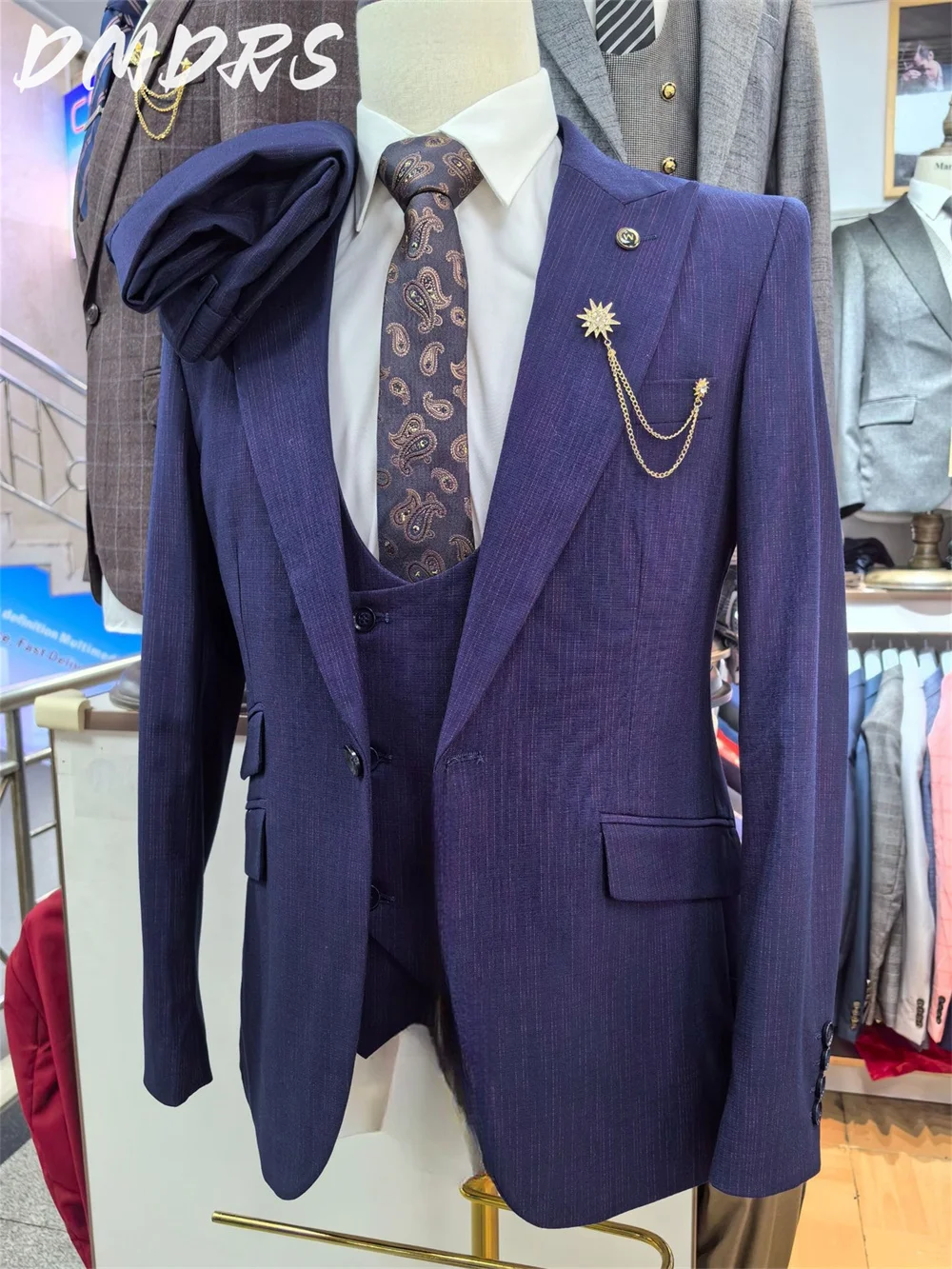 Elegant-Men-s-Suit-set-3PCS-For-weddings-Classic-striped-Suit-set-For ...