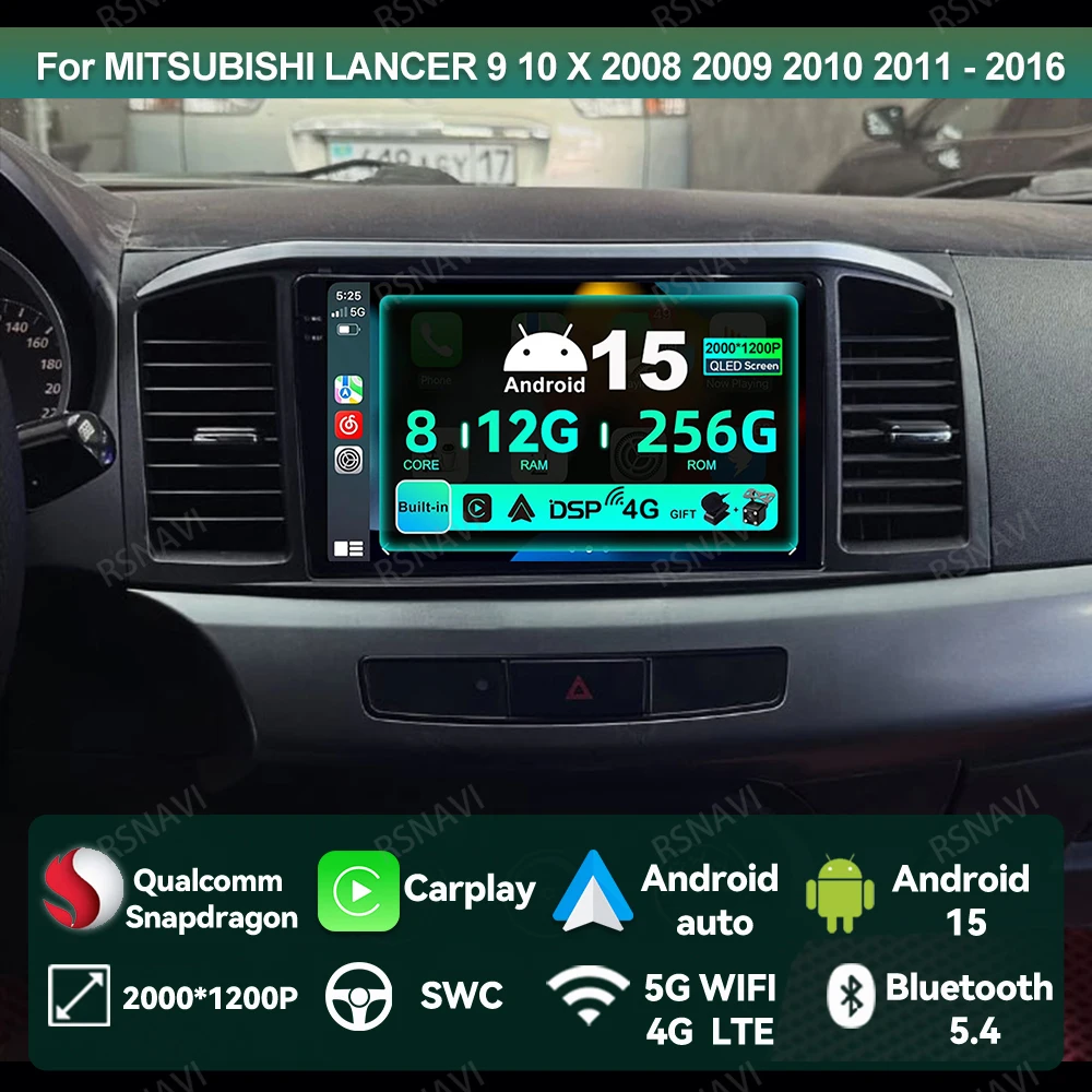 Car Radio Android 15 For MITSUBISHI LANCER 9 10 X 2008 2009 2010 2011 ...