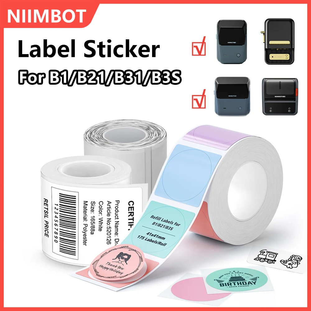 Niimbot White/Color/Transparent Labels Sticker Thermal Adhesive Paper ...