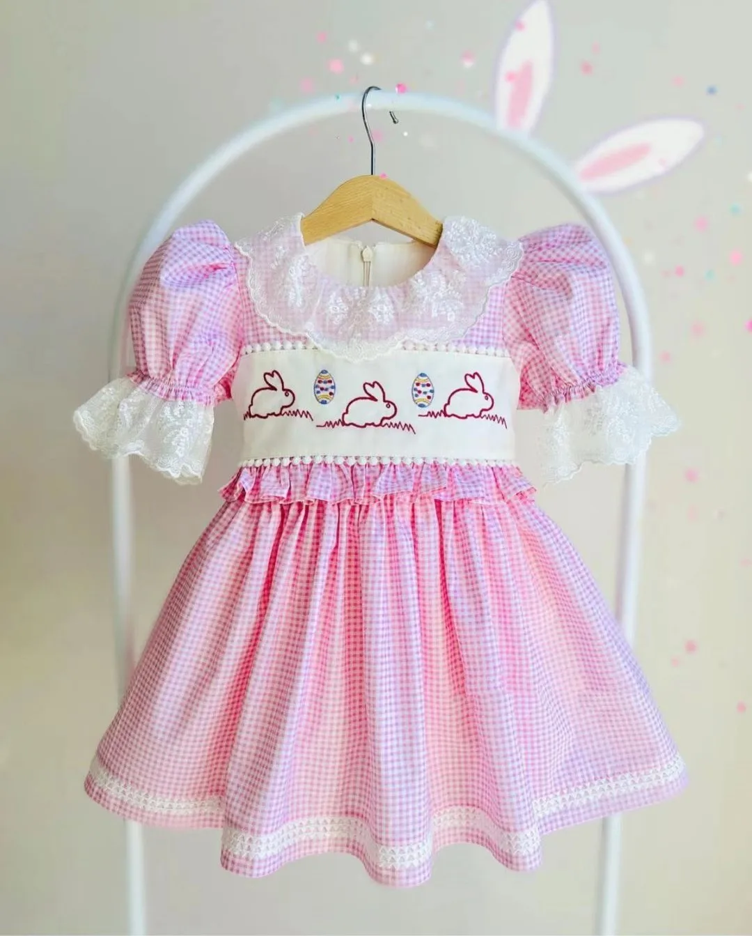 Baby-Girl-Summer-Pink-Plaid-Rabbit-Embroidery-Turkish-Vintage-Lolita ...