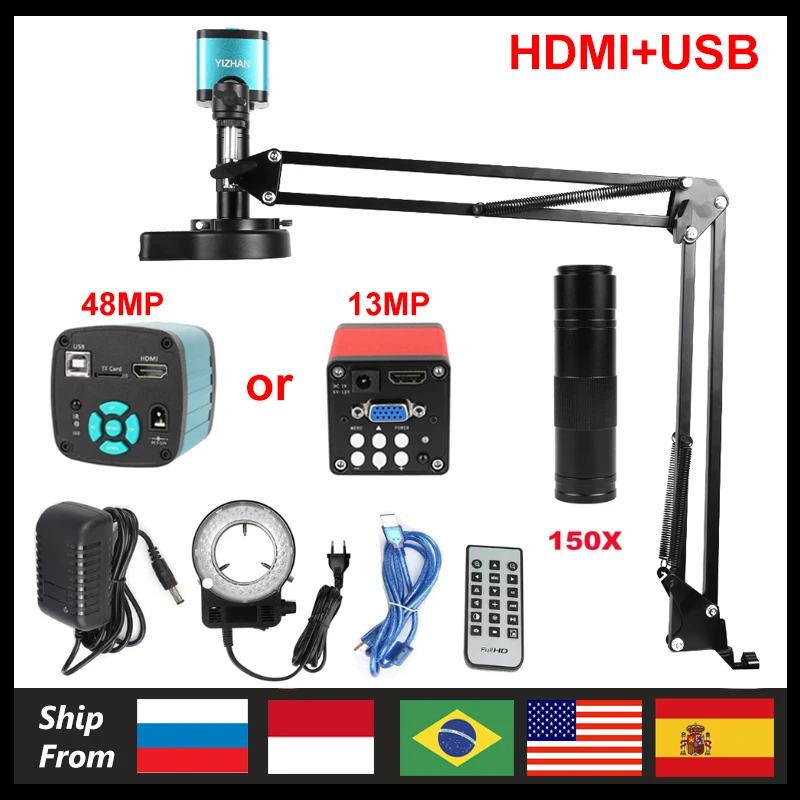 Foldable 1080P 48MP 4K 2K HDMI USB VGA Video Microscope Camera Zoom ...