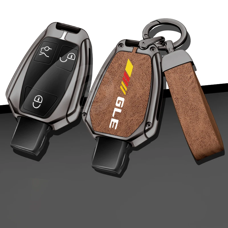 Stylish Metal Leather Car Key Cover Case For Mercedes Benz GLE For 53 ...