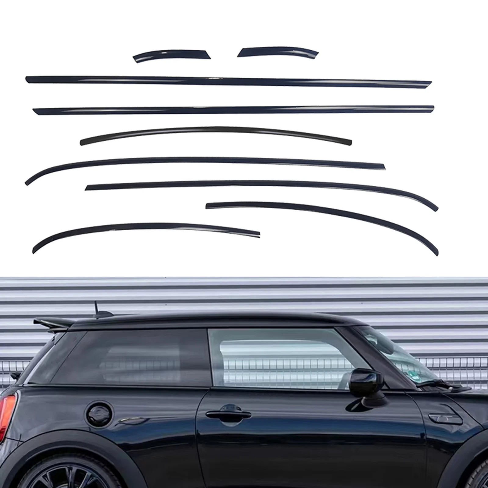 Para Mini Cooper R56 2 puertas 2007-2013 moldura de ventana Exterior ...