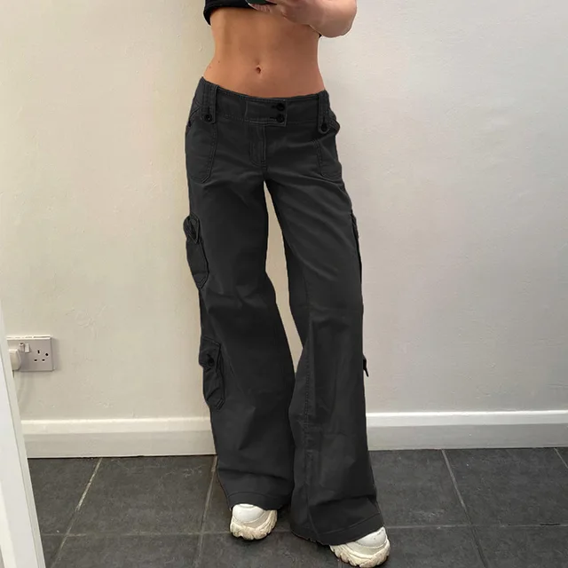 Pockets Stitching Straight Cargo Pants - Aesthelook