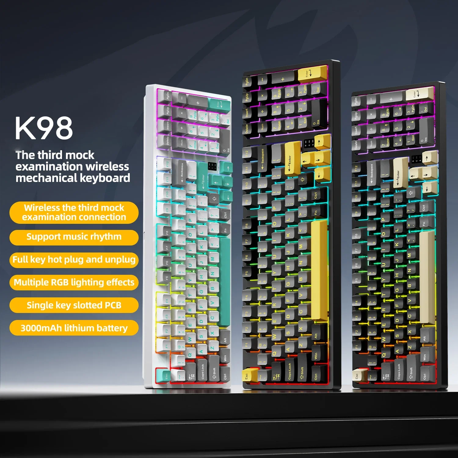 K98 Wireless Mechanical Keyboard Triple-Mode Premium Gaming Keyboard 98 ...