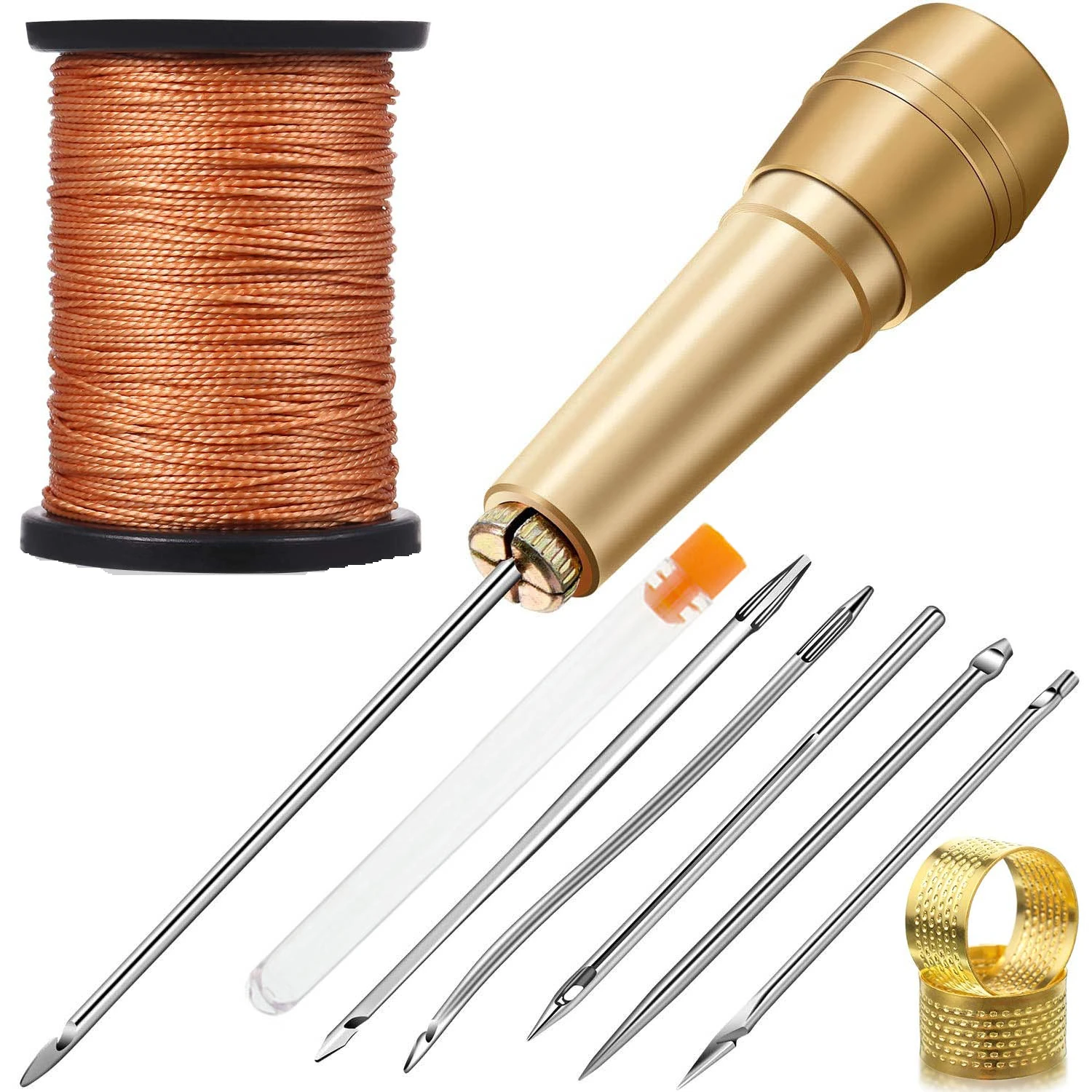 Leather Sewing Kit Diy Leather Sewing Awl Needle With Copper Handle Set ...