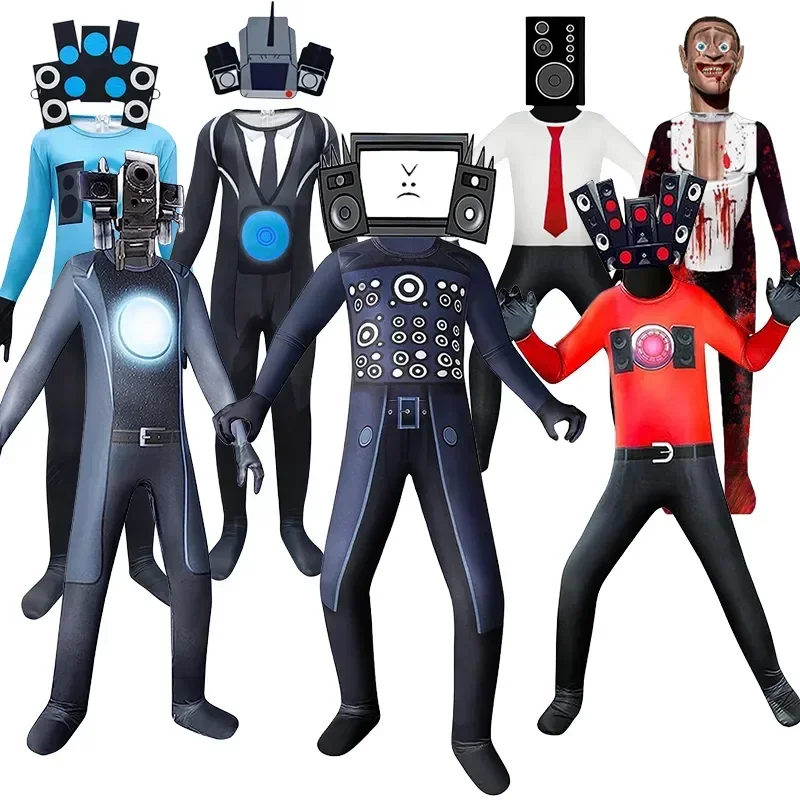 Skibidi Toilet Costume Game Cosplay Speaker Man TV Man Bodysuit ...