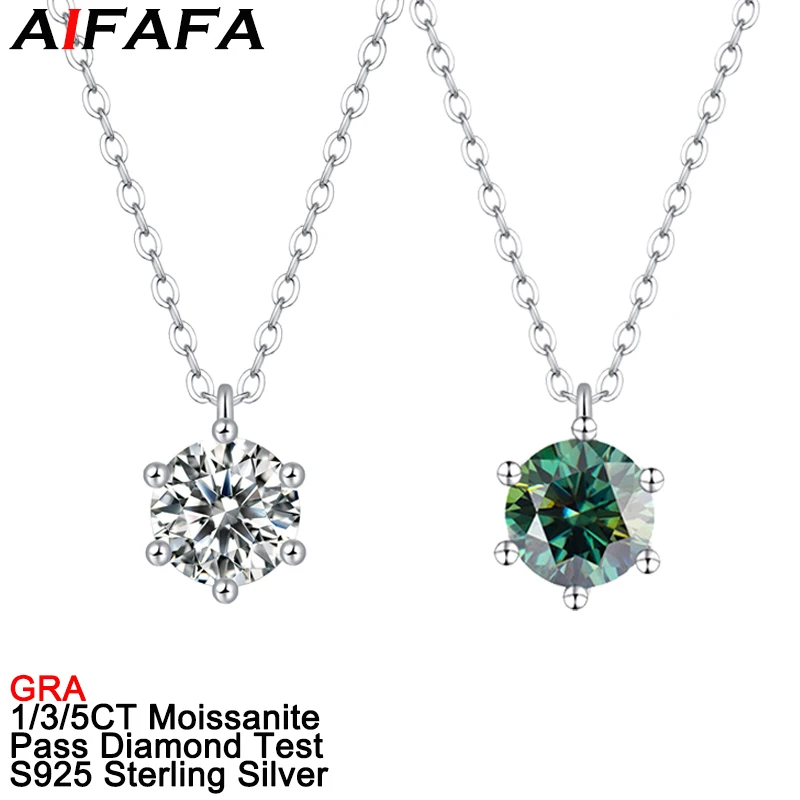 1/2/3 Carat Real Green Moissanite Pendant Necklace Plate 18k White Gold ...