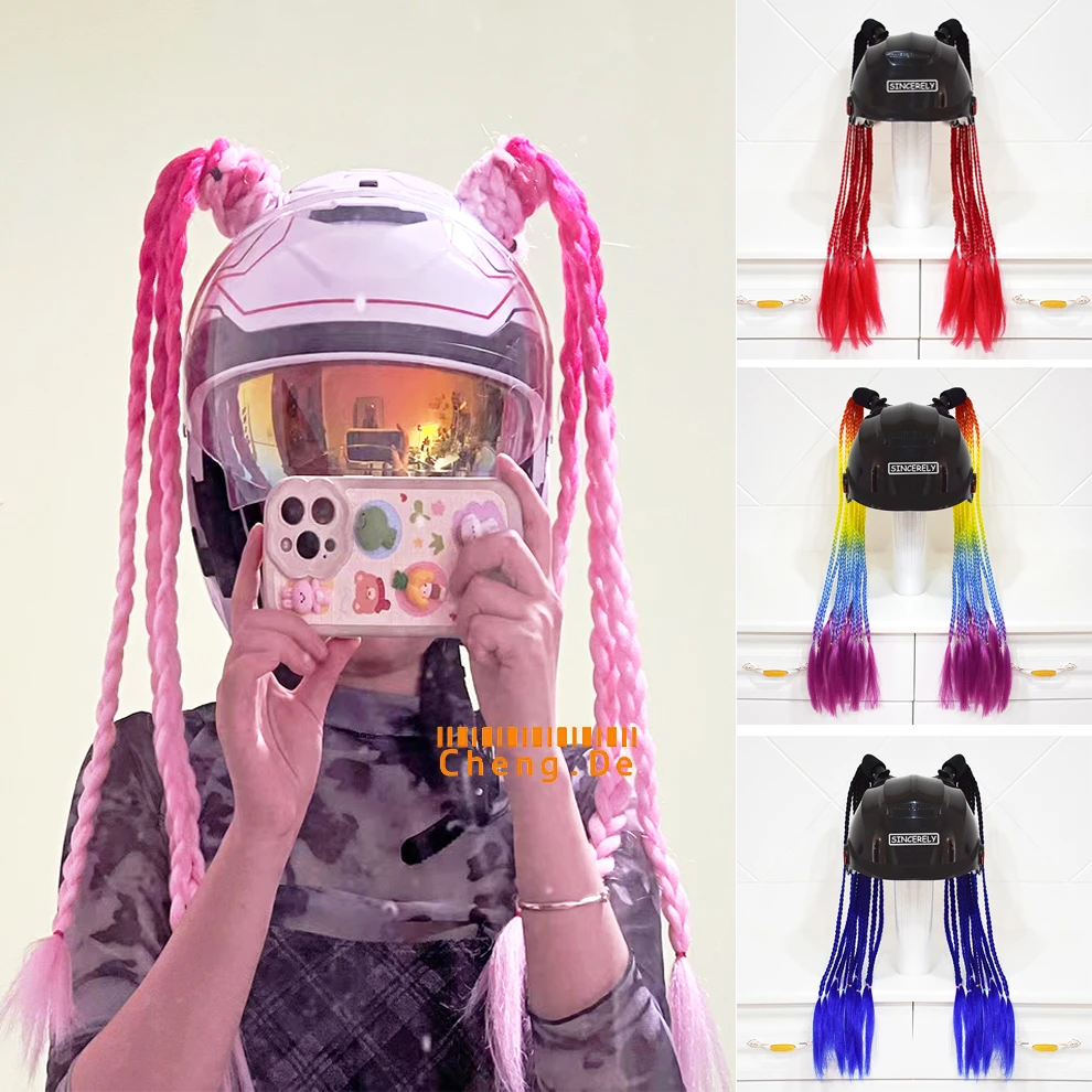 2pcs/pair 24" New Motorcycle Helmet Braids Pigtails Ponytail Twist For ...