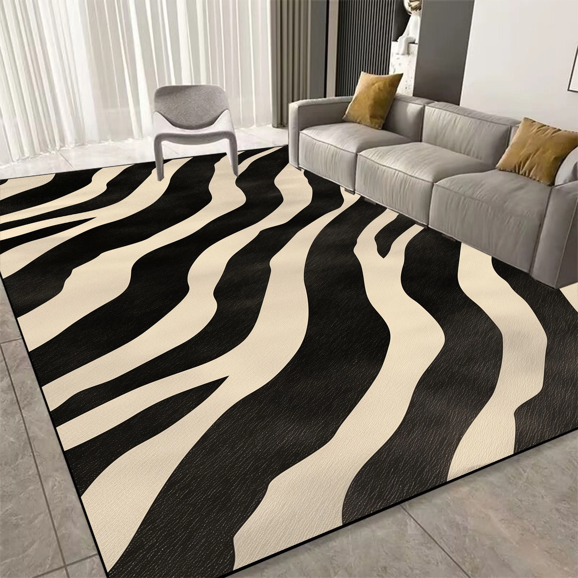 Nordic-Style-Black-White-Carpet-Living-Room-Minimalist-Striped-Home ...