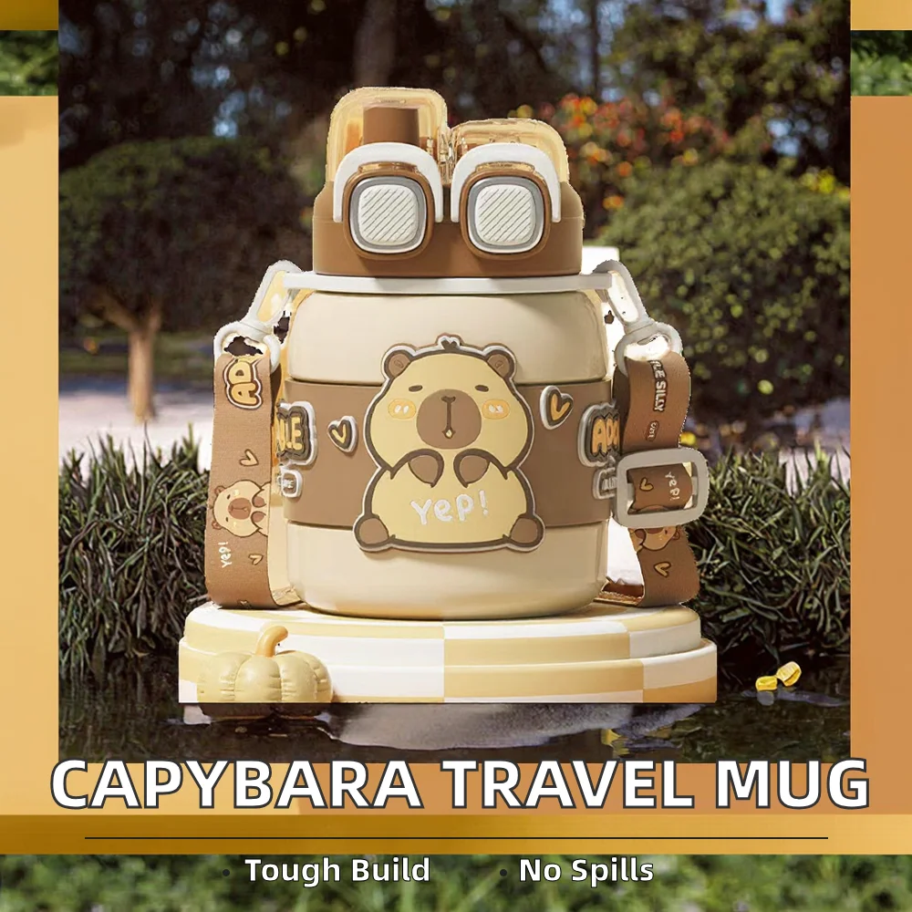 620ml Capybara Cartoon Stainless Steel Coffee Cup Travel Thermal Mug ...