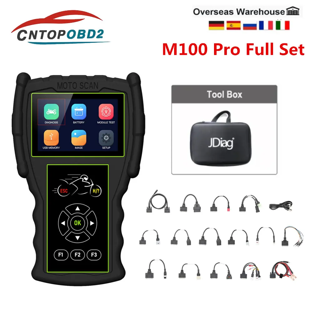 Original Jdiag M100 Pro Full Set Universal Motorcycle Diagnostic Tool ...
