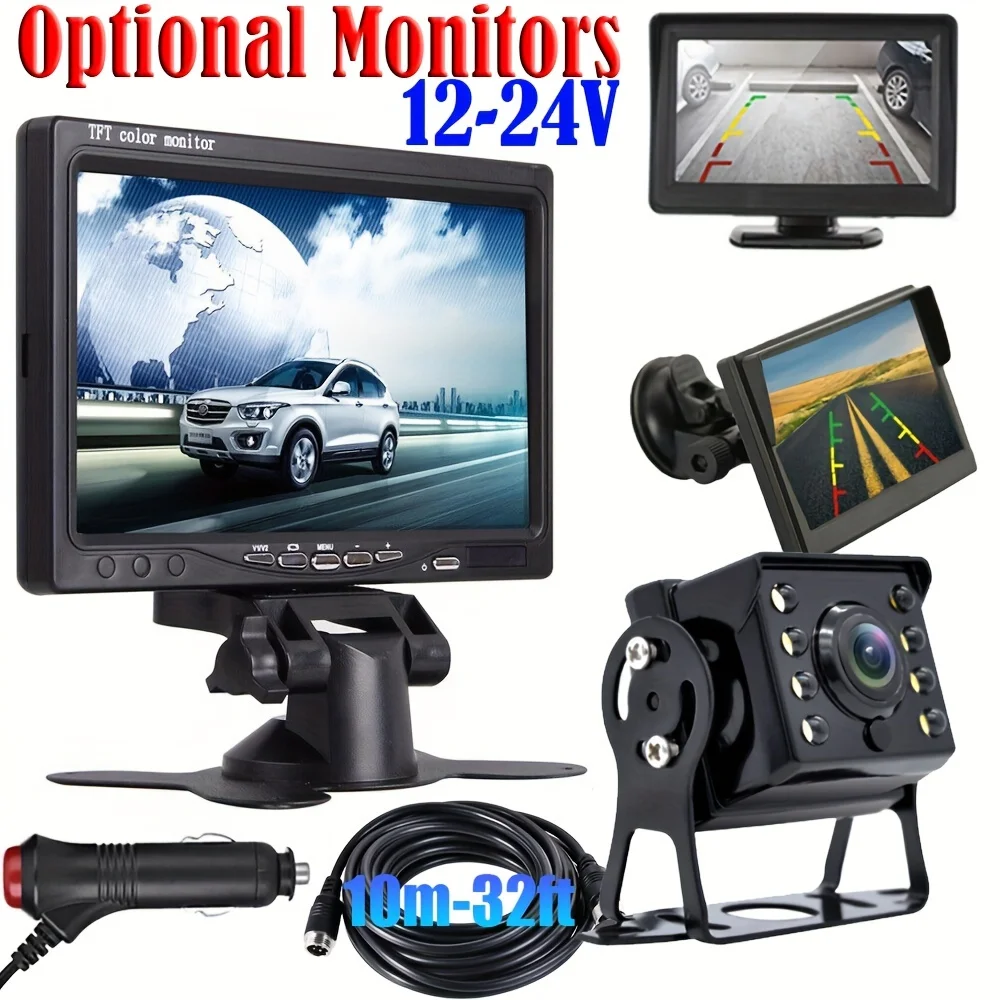 4PIN-CCD-7inch-Monitor-Backup-Camera-8LED-Car-Rear-View-Camera-HD-5inch ...