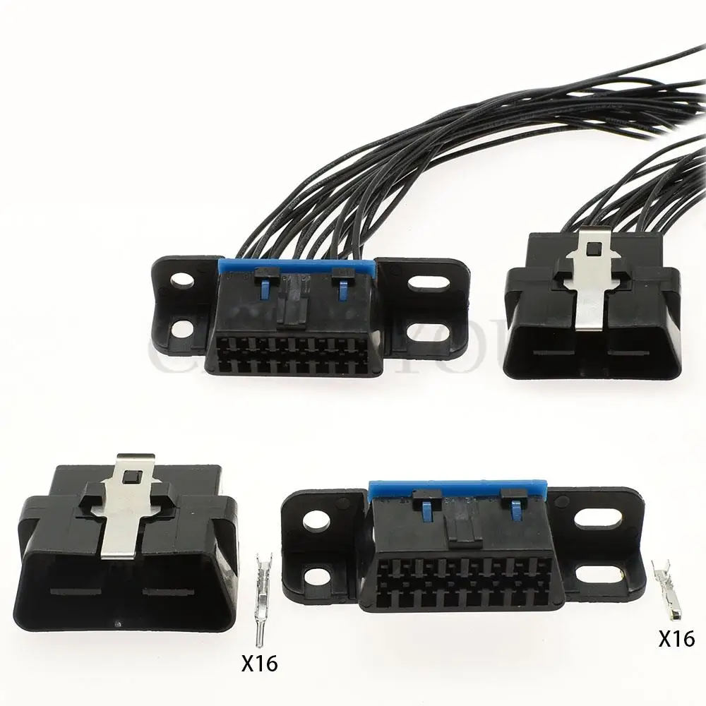 1-Set-16-Pin-Automobile-Black-Female-Connector-OBD2-Wire-Sockets-Obd-Adapter-Diagnostic-Tool ...