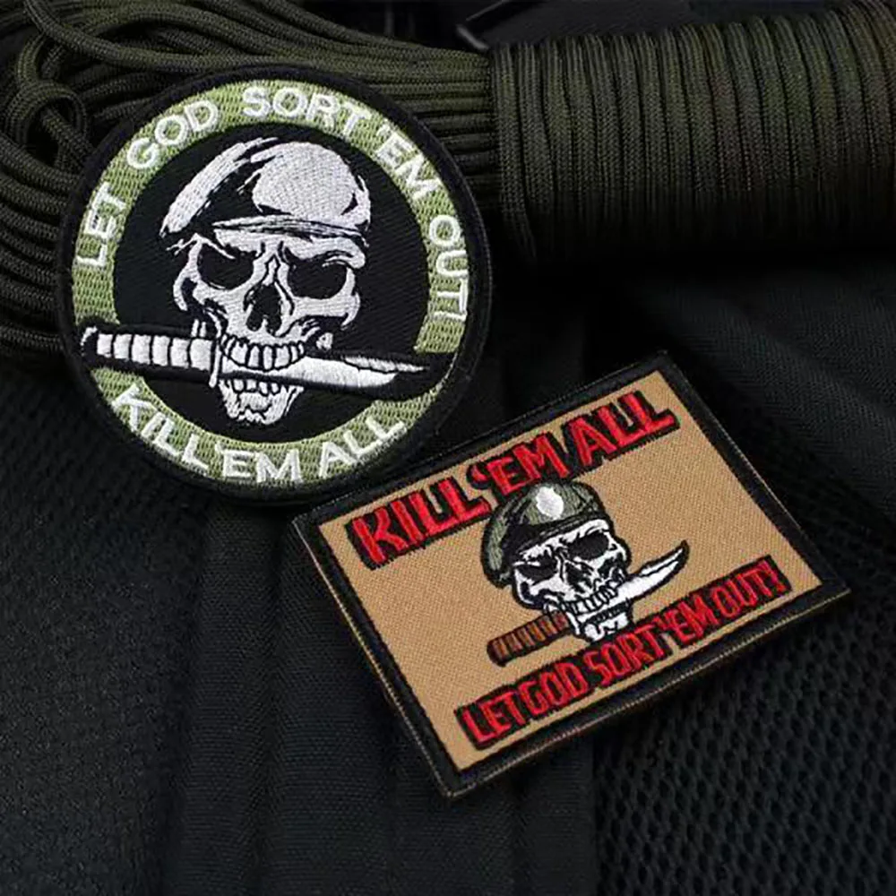 Kill Em All Embroidered Patch Let God Sort Em Out Morale Badge Military ...