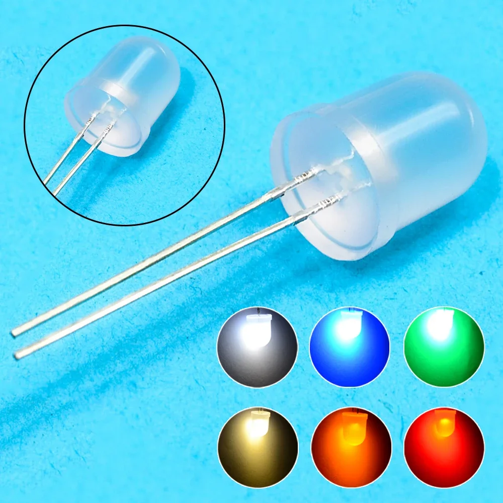 250Pcs-10mm-Min-Diffused-Led-White-Red-Green-Blue-Yellow-Lamp-Beads ...