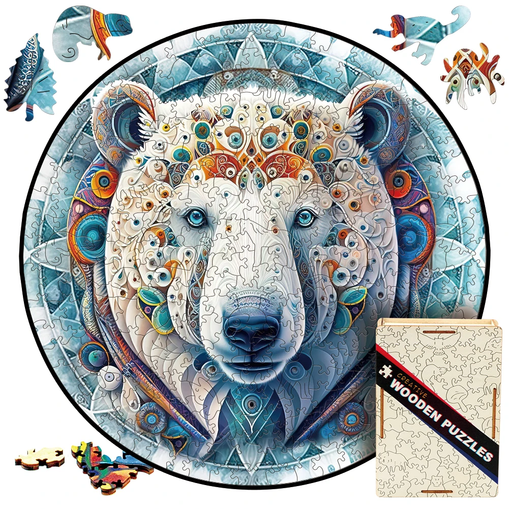 Animal-Wooden-Puzzles-Mandala-Polar-Bear-Jigsaw-Puzzle-For-Adults-Toys ...